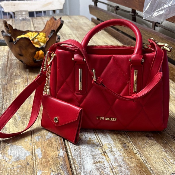 Steve Madden | Bags | Steve Madden Bold Red Quilted Satchel | Poshmark